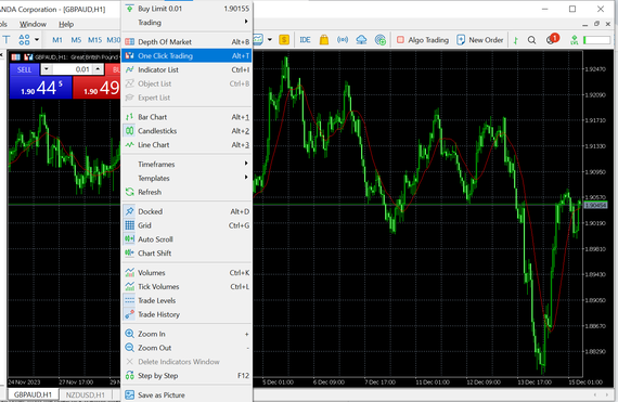 How can one click trading be enabled on MT5 for enhanced trading efficiency?